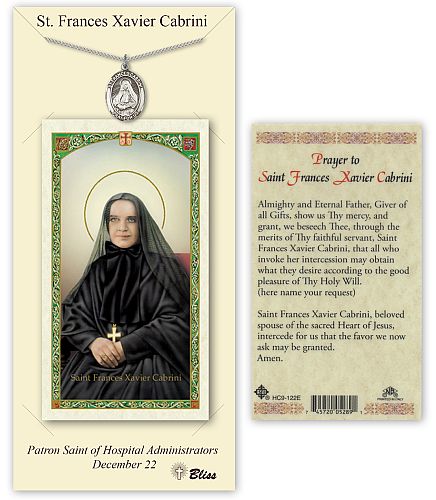 St Frances Cabrini Prayer Card with Medal | www.chapelcards.com