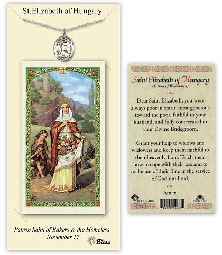 St Elizabeth of Hungary Prayer Card with Medal | www.chapelcards.com